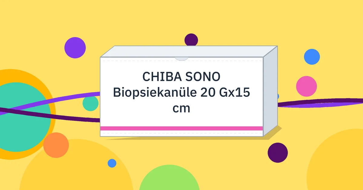 Symbolbild: Packung mit der Aufschrift CHIBA SONO Biopsiekanüle 20 Gx15 cm (PZN 03929127) – Verfügbarkeit und Bezug in Apotheken in Frankfurt am Main
