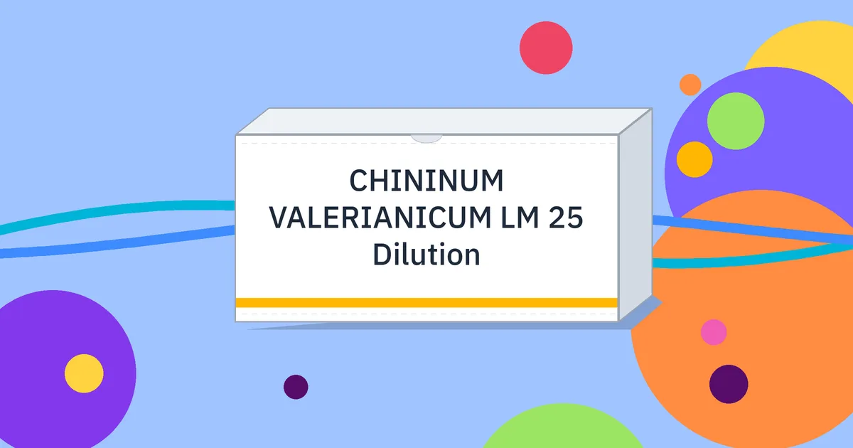 Symbolbild: Packung mit der Aufschrift CHININUM VALERIANICUM LM 25 Dilution (PZN 13442886) – Verfügbarkeit und Bezug in Apotheken in Frankfurt am Main