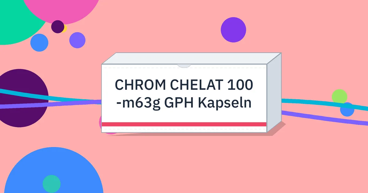 Symbolbild: Packung mit der Aufschrift CHROM CHELAT 100 -m63g GPH Kapseln (PZN 10305261) – Verfügbarkeit und Bezug in Apotheken in Frankfurt am Main
