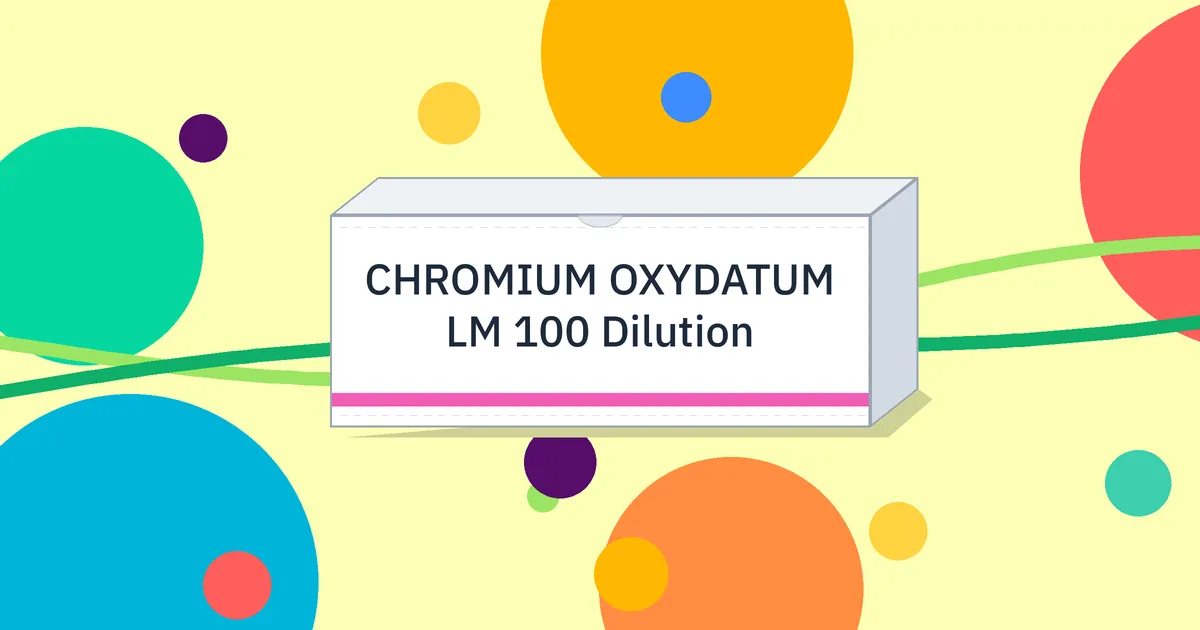 Symbolbild: Packung mit der Aufschrift CHROMIUM OXYDATUM LM 100 Dilution (PZN 13445784) – Verfügbarkeit und Bezug in Apotheken in Frankfurt am Main
