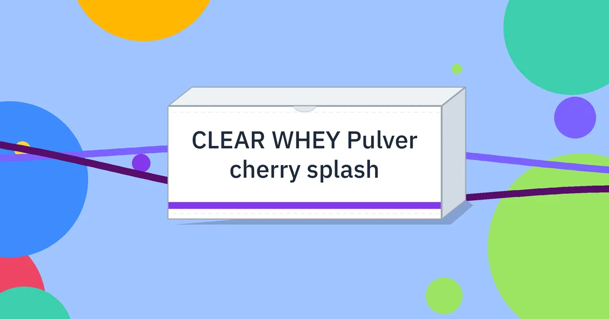 Symbolbild: Packung mit der Aufschrift CLEAR WHEY Pulver cherry splash (PZN 19366146) – Verfügbarkeit und Bezug in Apotheken in Frankfurt am Main
