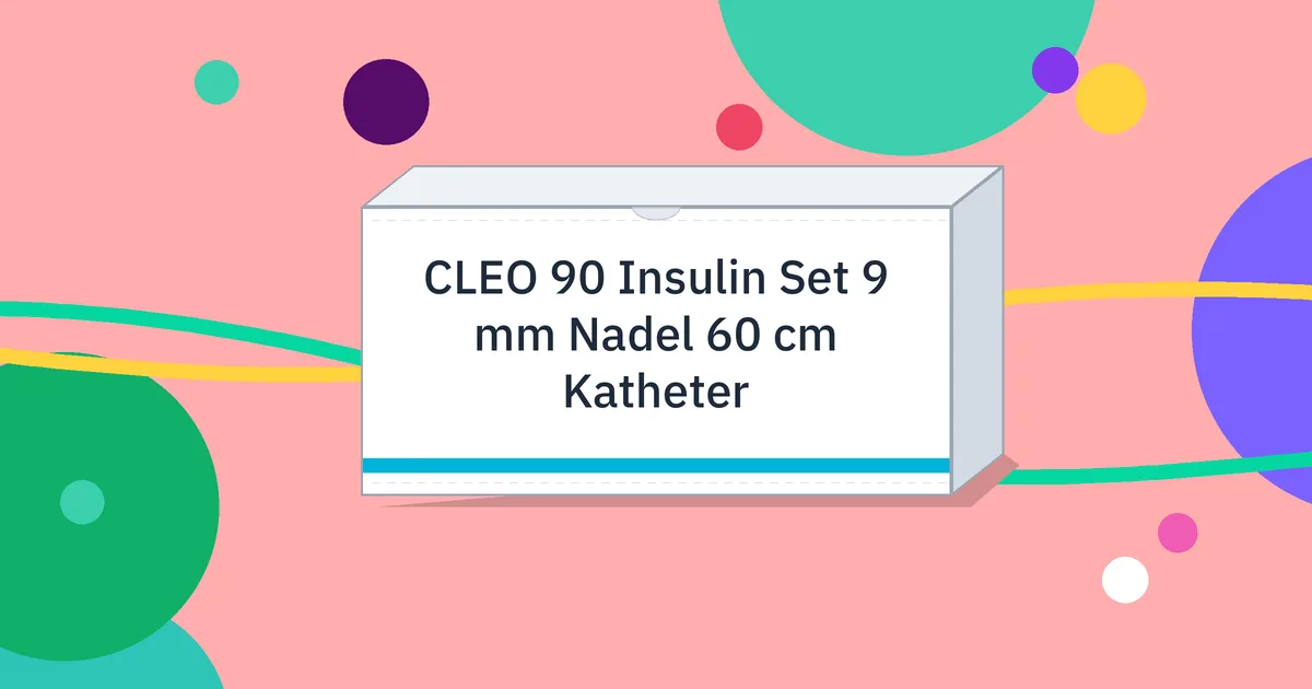 Symbolbild: Packung mit der Aufschrift CLEO 90 Insulin Set 9 mm Nadel 60 cm Katheter (PZN 11189101) – Verfügbarkeit und Bezug in Apotheken in Frankfurt am Main