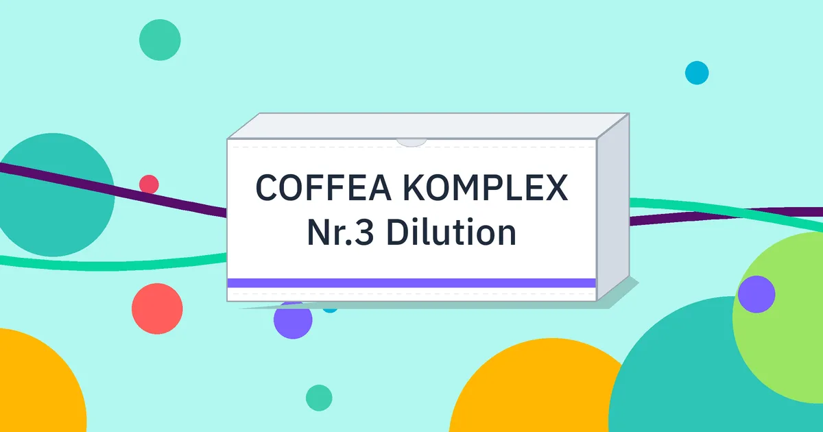 Symbolbild: Packung mit der Aufschrift COFFEA KOMPLEX Nr.3 Dilution (PZN 01910000) – Verfügbarkeit und Bezug in Apotheken in Frankfurt am Main