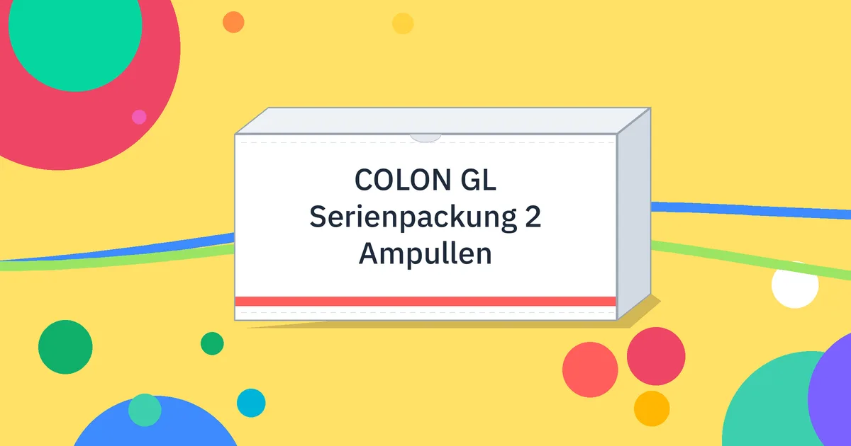 Symbolbild: Packung mit der Aufschrift COLON GL Serienpackung 2 Ampullen (PZN 00845890) – Verfügbarkeit und Bezug in Apotheken in Frankfurt am Main