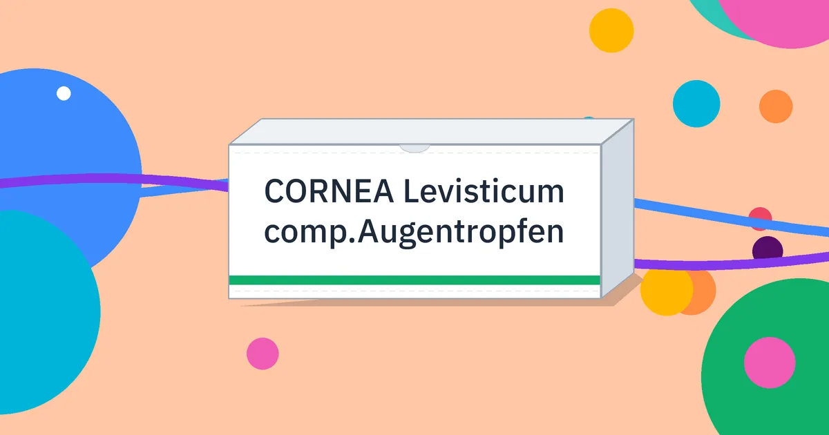 Symbolbild: Packung mit der Aufschrift CORNEA Levisticum comp.Augentropfen (PZN 01448116) – Verfügbarkeit und Bezug in Apotheken in Frankfurt am Main