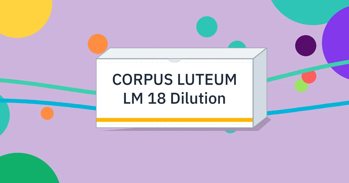 Symbolbild: Packung mit der Aufschrift CORPUS LUTEUM LM 18 Dilution (PZN 09651064) – Verfügbarkeit und Bezug in Apotheken in Frankfurt am Main
