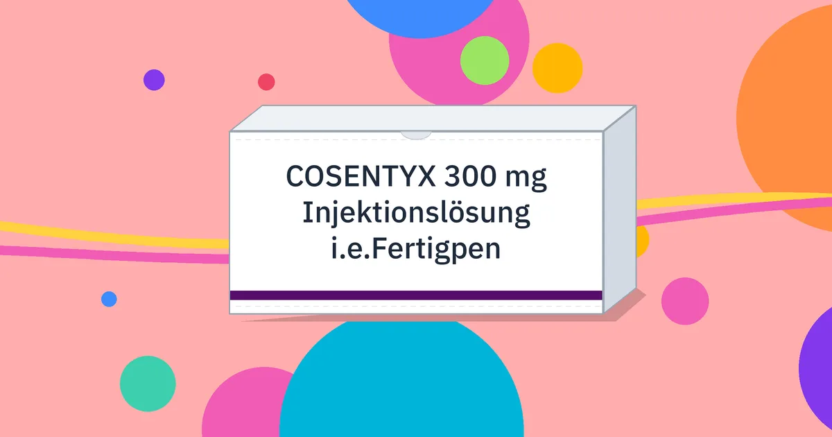 Symbolbild: Packung mit der Aufschrift COSENTYX 300 mg Injektionslösung i.e.Fertigpen (PZN 18104119) – Verfügbarkeit und Bezug in Apotheken in Frankfurt am Main