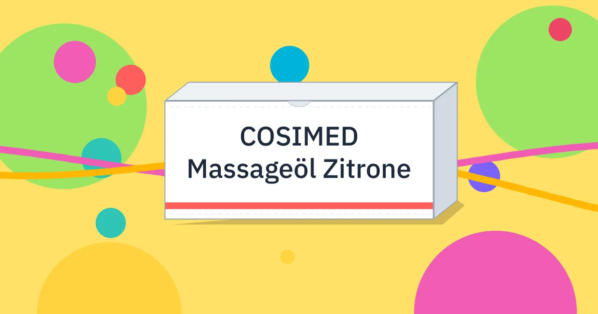 Symbolbild: Packung mit der Aufschrift COSIMED Massageöl Zitrone (PZN 15745869) – Verfügbarkeit und Bezug in Apotheken in Frankfurt am Main