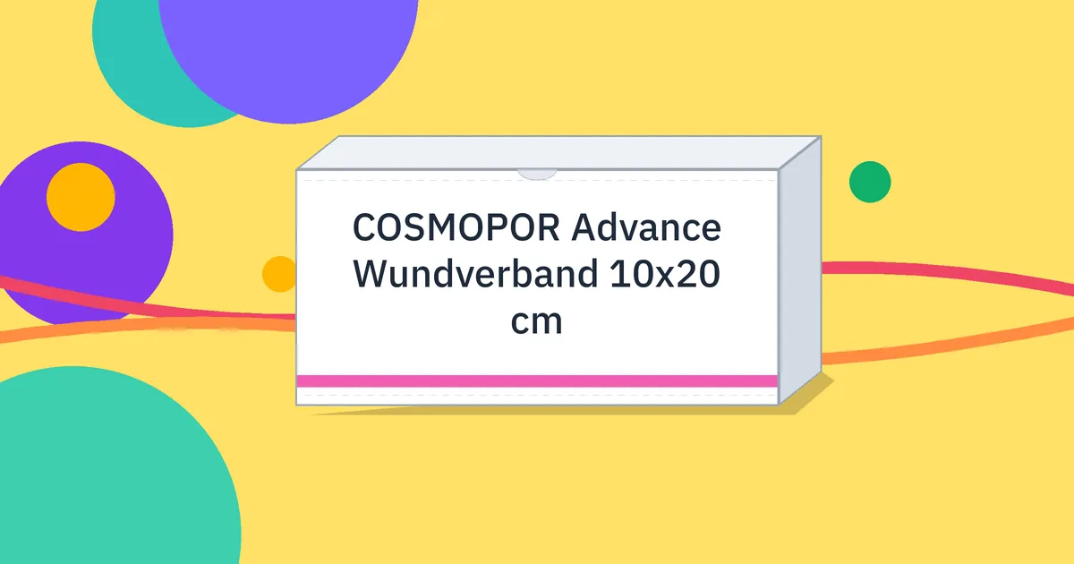 Symbolbild: Packung mit der Aufschrift COSMOPOR Advance Wundverband 10x20 cm (PZN 18374497) – Verfügbarkeit und Bezug in Apotheken in Frankfurt am Main
