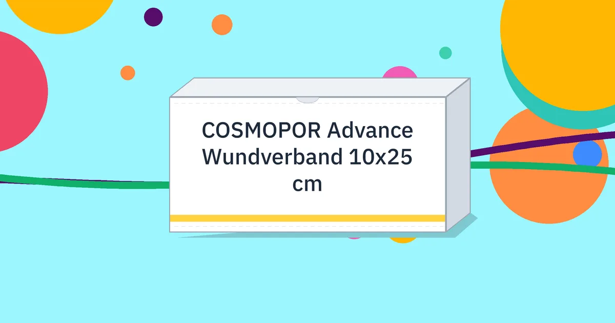 Symbolbild: Packung mit der Aufschrift COSMOPOR Advance Wundverband 10x25 cm (PZN 17433536) – Verfügbarkeit und Bezug in Apotheken in Frankfurt am Main