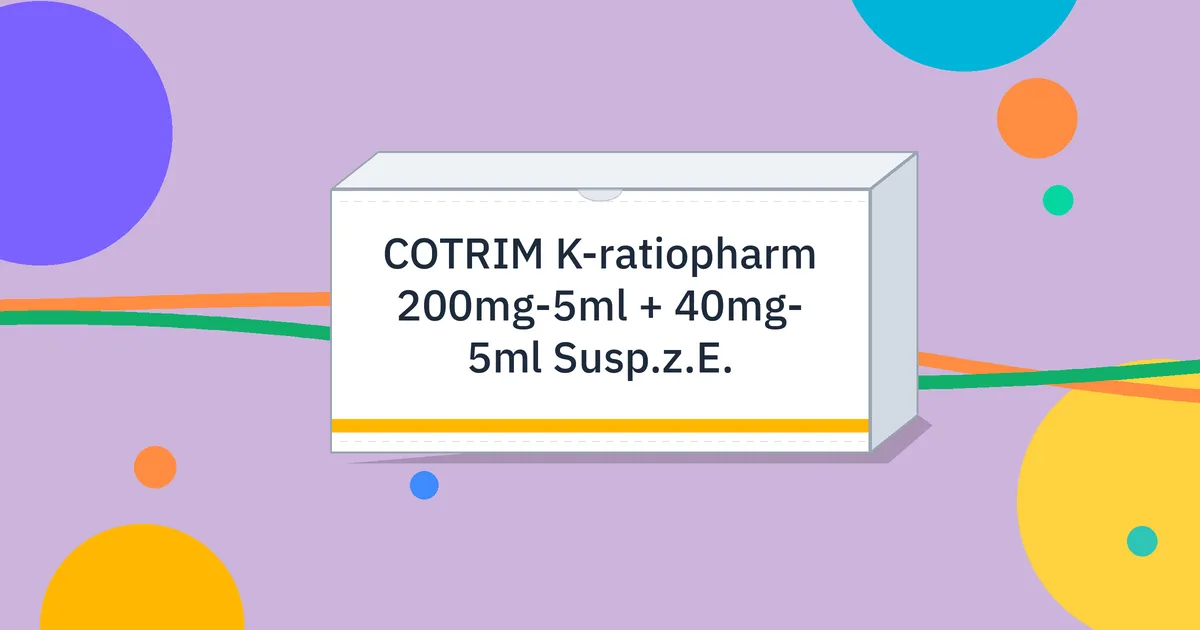 Symbolbild: Packung mit der Aufschrift COTRIM K-ratiopharm 200mg-5ml + 40mg-5ml Susp.z.E. (PZN 17550609) – Verfügbarkeit und Bezug in Apotheken in Frankfurt am Main