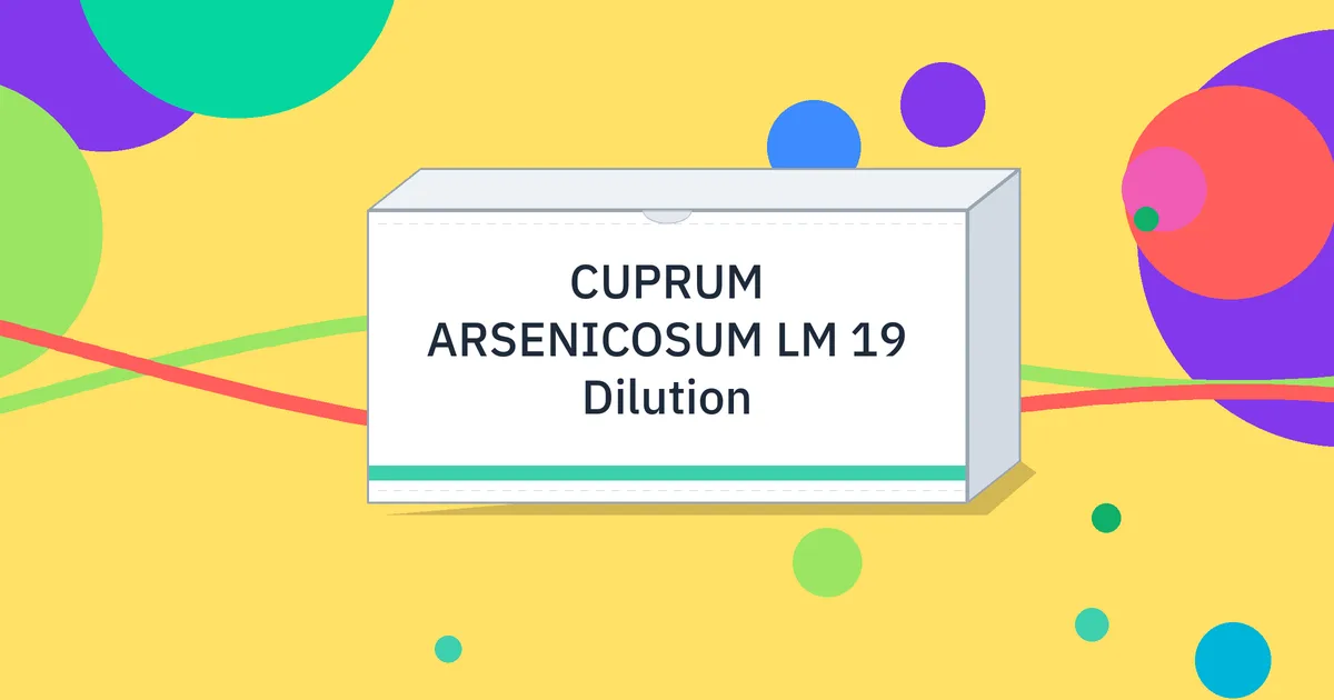 Symbolbild: Packung mit der Aufschrift CUPRUM ARSENICOSUM LM 19 Dilution (PZN 12837795) – Verfügbarkeit und Bezug in Apotheken in Frankfurt am Main