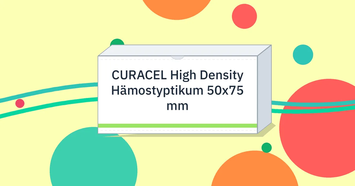 Symbolbild: Packung mit der Aufschrift CURACEL High Density Hämostyptikum 50x75 mm (PZN 00080329) – Verfügbarkeit und Bezug in Apotheken in Frankfurt am Main