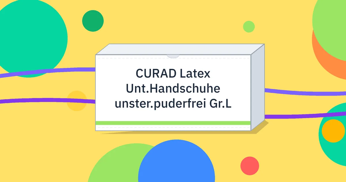 Symbolbild: Packung mit der Aufschrift CURAD Latex Unt.Handschuhe unster.puderfrei Gr.L (PZN 13352077) – Verfügbarkeit und Bezug in Apotheken in Frankfurt am Main