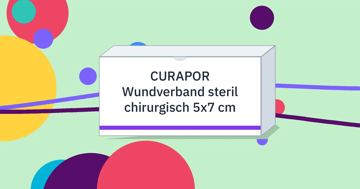 Symbolbild: Packung mit der Aufschrift CURAPOR Wundverband steril chirurgisch 5x7 cm (PZN 17831662) – Verfügbarkeit und Bezug in Apotheken in Frankfurt am Main