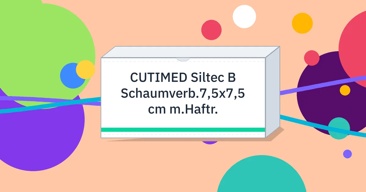 Symbolbild: Packung mit der Aufschrift CUTIMED Siltec B Schaumverb.7,5x7,5 cm m.Haftr. (PZN 18126670) – Verfügbarkeit und Bezug in Apotheken in Frankfurt am Main