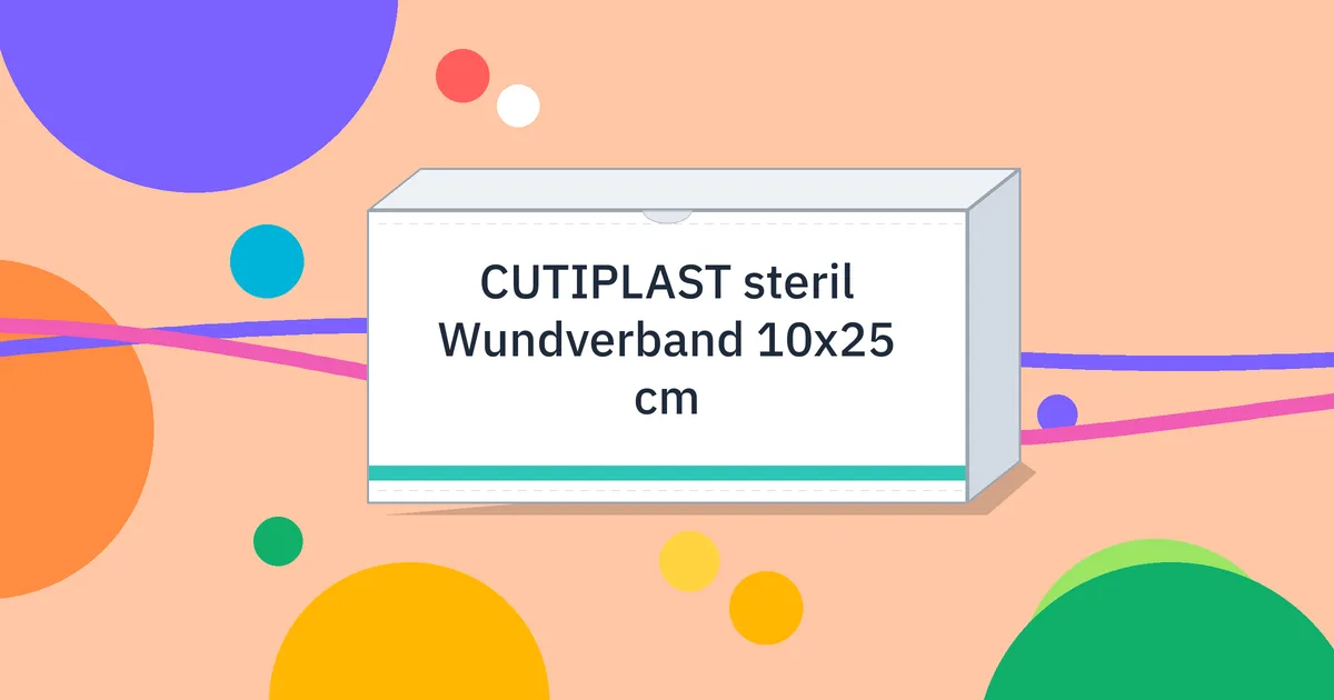 Symbolbild: Packung mit der Aufschrift CUTIPLAST steril Wundverband 10x25 cm (PZN 05102202) – Verfügbarkeit und Bezug in Apotheken in Frankfurt am Main