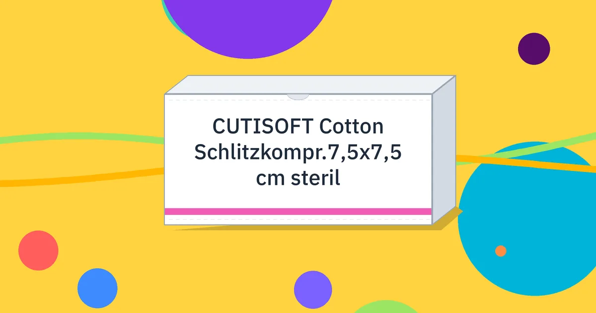Symbolbild: Packung mit der Aufschrift CUTISOFT Cotton Schlitzkompr.7,5x7,5 cm steril (PZN 03898935) – Verfügbarkeit und Bezug in Apotheken in Frankfurt am Main