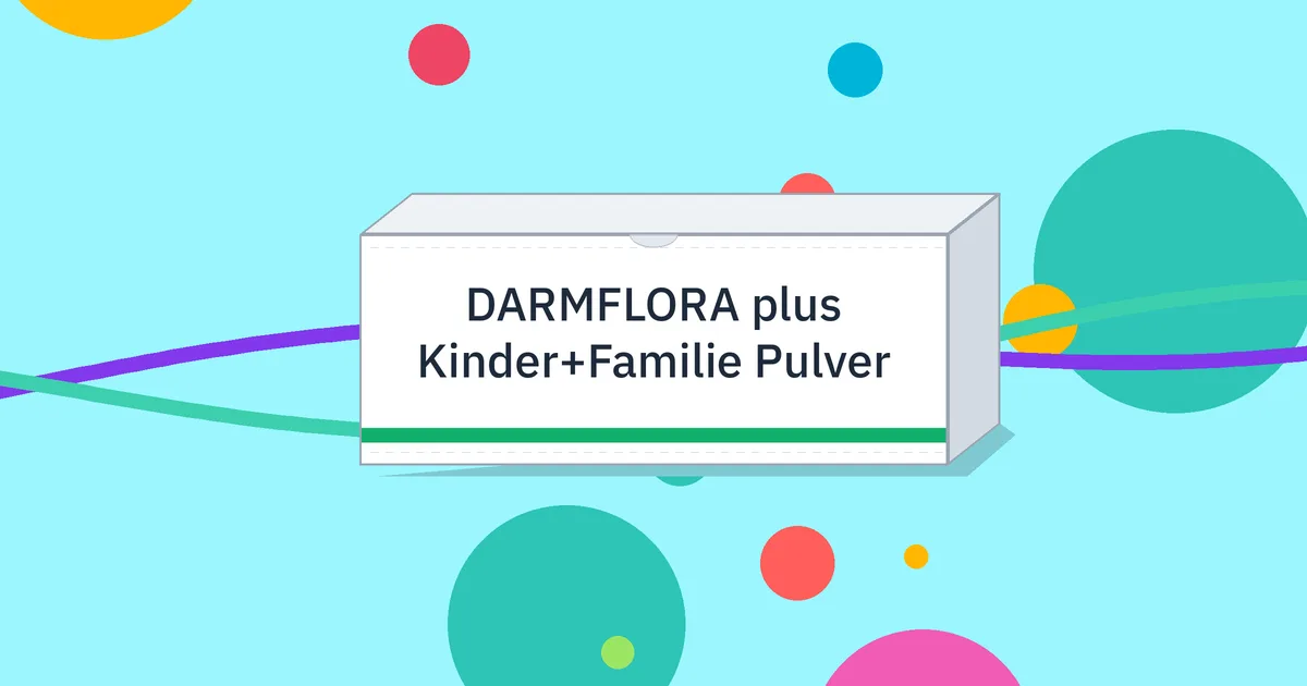 Symbolbild: Packung mit der Aufschrift DARMFLORA plus Kinder+Familie Pulver (PZN 15397463) – Verfügbarkeit und Bezug in Apotheken in Frankfurt am Main