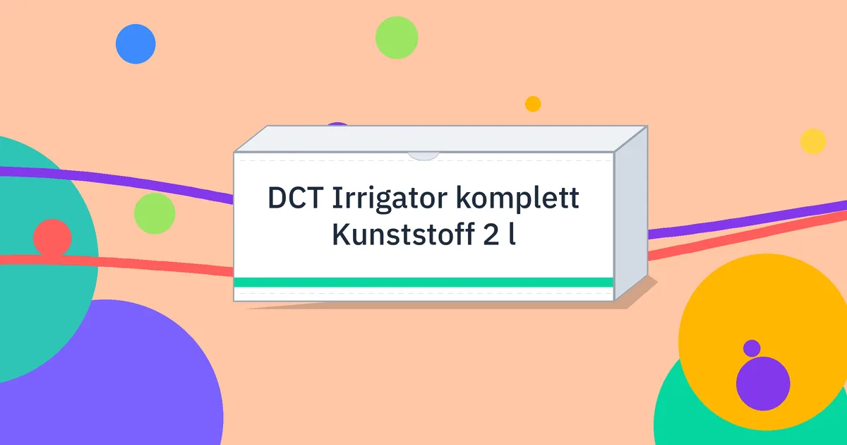 Symbolbild: Packung mit der Aufschrift DCT Irrigator komplett Kunststoff 2 l (PZN 19843853) – Verfügbarkeit und Bezug in Apotheken in Frankfurt am Main