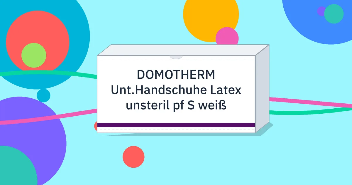 Symbolbild: Packung mit der Aufschrift DOMOTHERM Unt.Handschuhe Latex unsteril pf S weiß (PZN 17247667) – Verfügbarkeit und Bezug in Apotheken in Frankfurt am Main