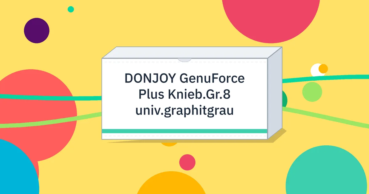 Symbolbild: Packung mit der Aufschrift DONJOY GenuForce Plus Knieb.Gr.8 univ.graphitgrau (PZN 18668796) – Verfügbarkeit und Bezug in Apotheken in Frankfurt am Main