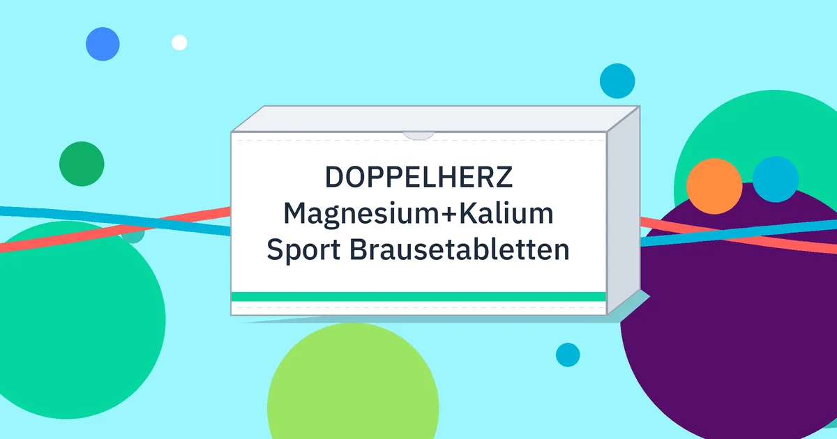 Symbolbild: Packung mit der Aufschrift DOPPELHERZ Magnesium+Kalium Sport Brausetabletten (PZN 05749843) – Verfügbarkeit und Bezug in Apotheken in Frankfurt am Main