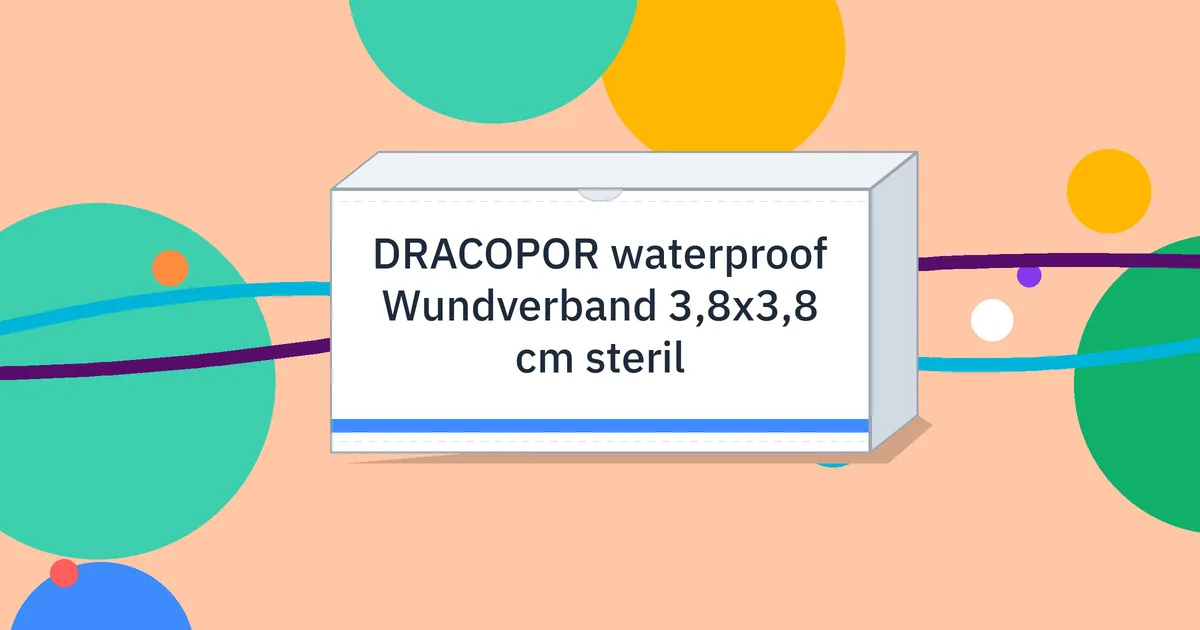 Symbolbild: Packung mit der Aufschrift DRACOPOR waterproof Wundverband 3,8x3,8 cm steril (PZN 10713882) – Verfügbarkeit und Bezug in Apotheken in Frankfurt am Main