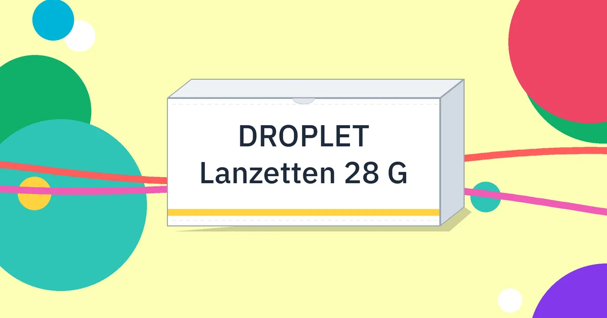 Symbolbild: Packung mit der Aufschrift DROPLET Lanzetten 28 G (PZN 13900923) – Verfügbarkeit und Bezug in Apotheken in Frankfurt am Main