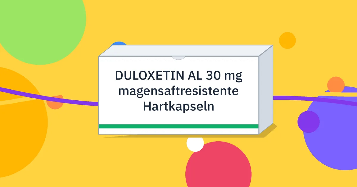 Symbolbild: Packung mit der Aufschrift DULOXETIN AL 30 mg magensaftresistente Hartkapseln (PZN 11188633) – Verfügbarkeit und Bezug in Apotheken in Frankfurt am Main