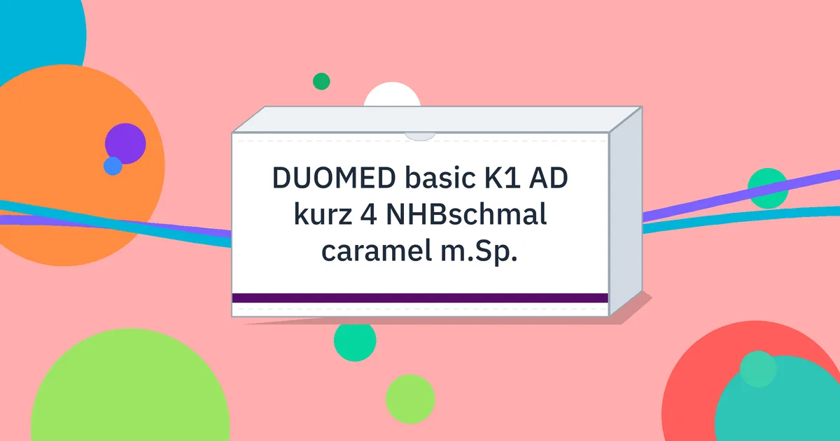 Symbolbild: Packung mit der Aufschrift DUOMED basic K1 AD kurz 4 NHBschmal caramel m.Sp. (PZN 20904324) – Verfügbarkeit und Bezug in Apotheken in Frankfurt am Main