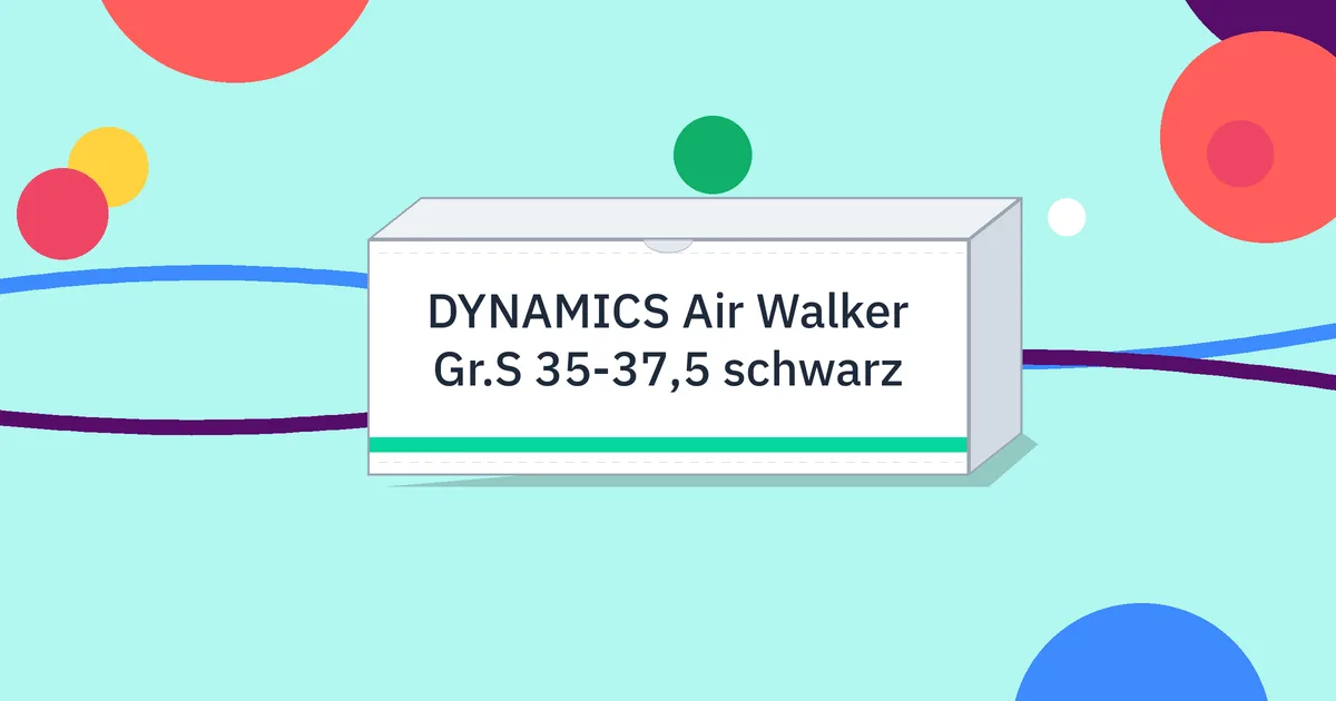 Symbolbild: Packung mit der Aufschrift DYNAMICS Air Walker Gr.S 35-37,5 schwarz (PZN 10631517) – Verfügbarkeit und Bezug in Apotheken in Frankfurt am Main