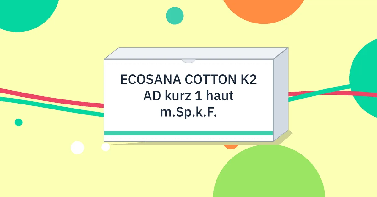Symbolbild: Packung mit der Aufschrift ECOSANA COTTON K2 AD kurz 1 haut m.Sp.k.F. (PZN 16947256) – Verfügbarkeit und Bezug in Apotheken in Frankfurt am Main