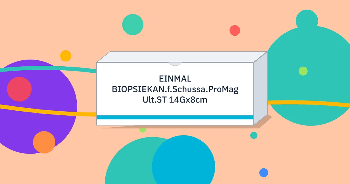Symbolbild: Packung mit der Aufschrift EINMAL BIOPSIEKAN.f.Schussa.ProMag Ult.ST 14Gx8cm (PZN 00283363) – Verfügbarkeit und Bezug in Apotheken in Frankfurt am Main