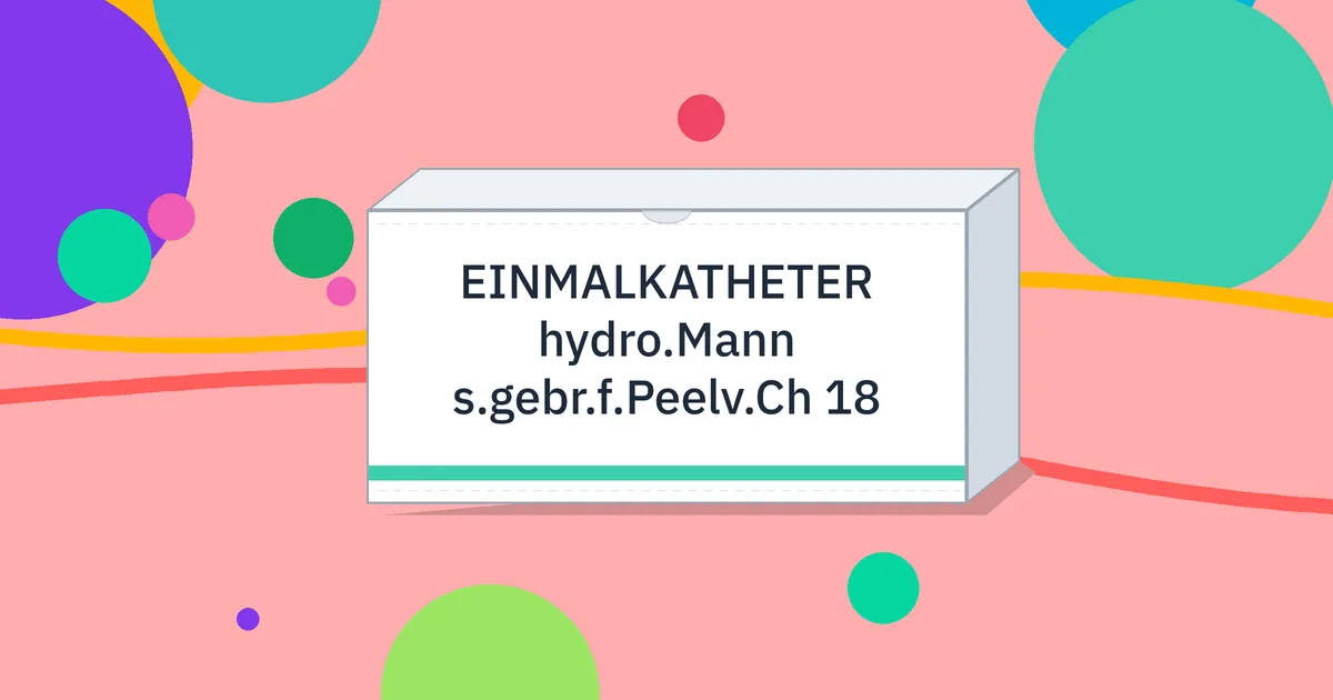 Symbolbild: Packung mit der Aufschrift EINMALKATHETER hydro.Mann s.gebr.f.Peelv.Ch 18 (PZN 14137062) – Verfügbarkeit und Bezug in Apotheken in Frankfurt am Main