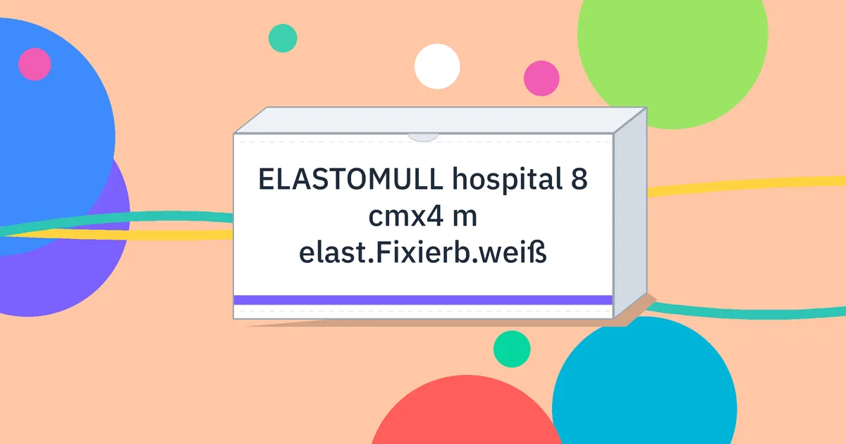 Symbolbild: Packung mit der Aufschrift ELASTOMULL hospital 8 cmx4 m elast.Fixierb.weiß (PZN 01917025) – Verfügbarkeit und Bezug in Apotheken in Frankfurt am Main