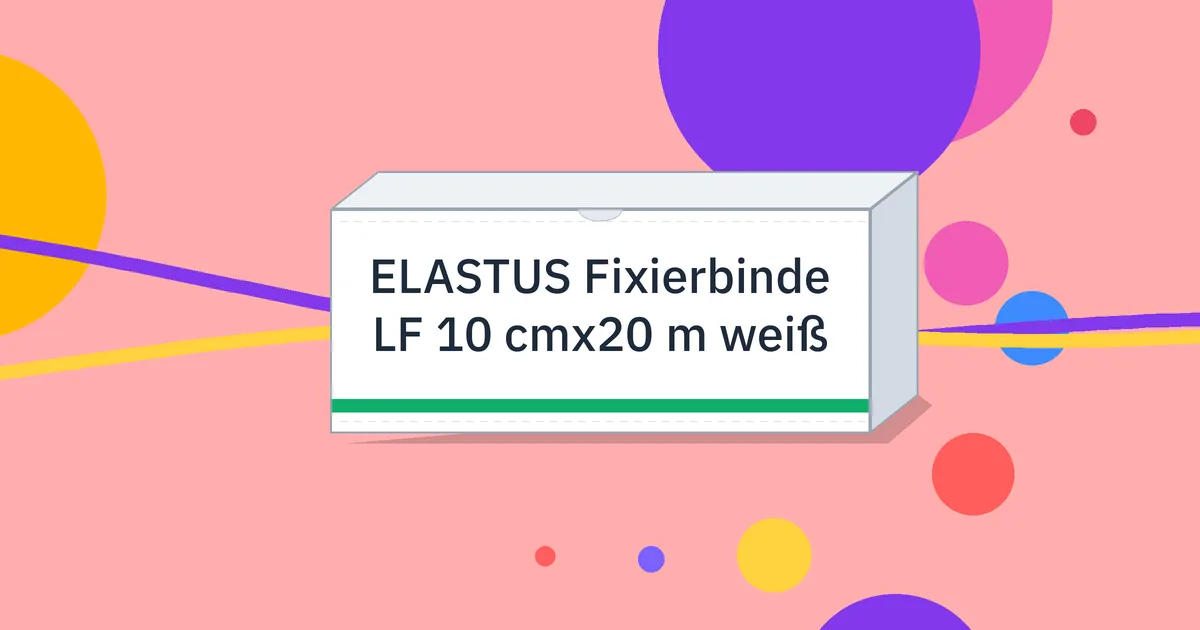 Symbolbild: Packung mit der Aufschrift ELASTUS Fixierbinde LF 10 cmx20 m weiß (PZN 16331213) – Verfügbarkeit und Bezug in Apotheken in Frankfurt am Main