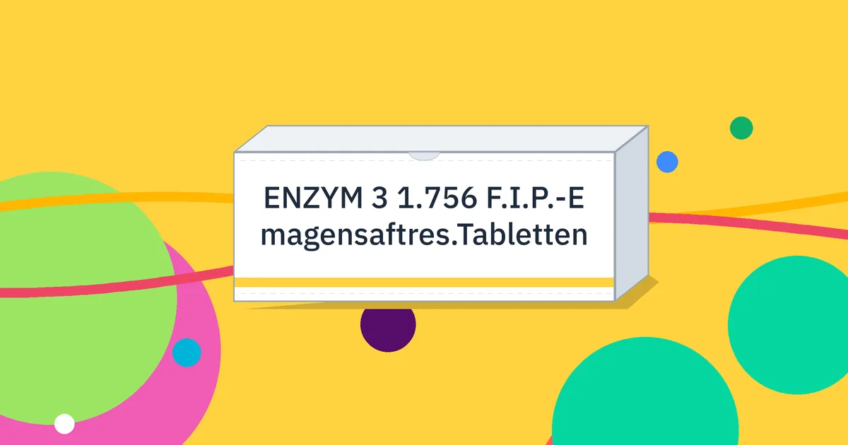 Symbolbild: Packung mit der Aufschrift ENZYM 3 1.756 F.I.P.-E magensaftres.Tabletten (PZN 05375791) – Verfügbarkeit und Bezug in Apotheken in Frankfurt am Main