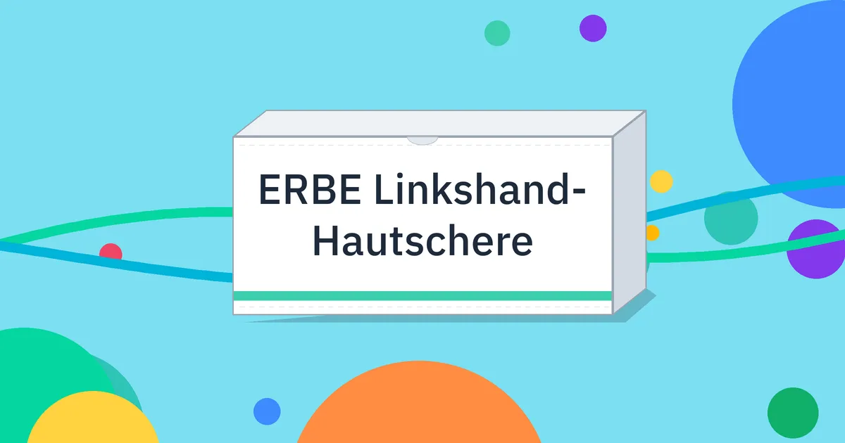 Symbolbild: Packung mit der Aufschrift ERBE Linkshand-Hautschere (PZN 20052654) – Verfügbarkeit und Bezug in Apotheken in Frankfurt am Main