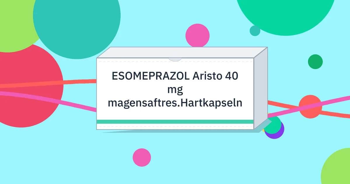 Symbolbild: Packung mit der Aufschrift ESOMEPRAZOL Aristo 40 mg magensaftres.Hartkapseln (PZN 10171116) – Verfügbarkeit und Bezug in Apotheken in Frankfurt am Main