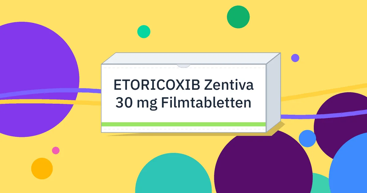 Symbolbild: Packung mit der Aufschrift ETORICOXIB Zentiva 30 mg Filmtabletten (PZN 12585520) – Verfügbarkeit und Bezug in Apotheken in Frankfurt am Main