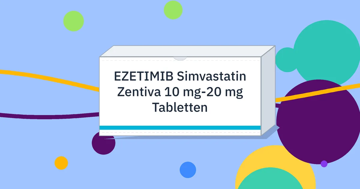 Symbolbild: Packung mit der Aufschrift EZETIMIB Simvastatin Zentiva 10 mg-20 mg Tabletten (PZN 14221147) – Verfügbarkeit und Bezug in Apotheken in Frankfurt am Main