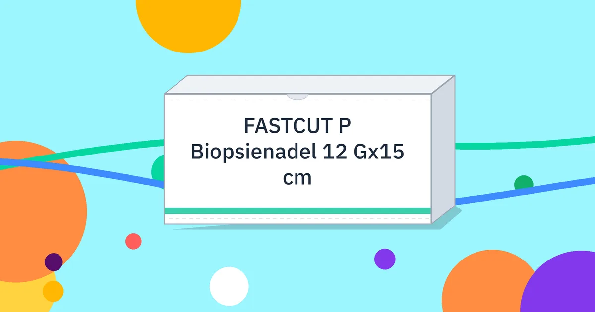 Symbolbild: Packung mit der Aufschrift FASTCUT P Biopsienadel 12 Gx15 cm (PZN 16923008) – Verfügbarkeit und Bezug in Apotheken in Frankfurt am Main