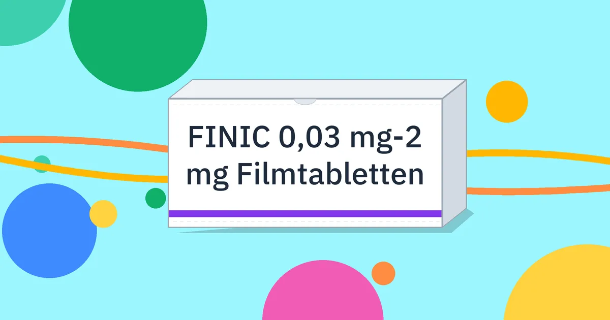 Symbolbild: Packung mit der Aufschrift FINIC 0,03 mg-2 mg Filmtabletten (PZN 14356539) – Verfügbarkeit und Bezug in Apotheken in Frankfurt am Main