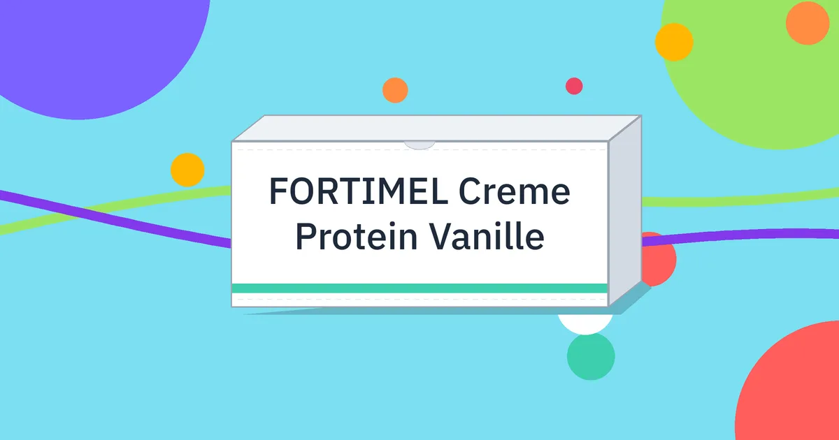 Symbolbild: Packung mit der Aufschrift FORTIMEL Creme Protein Vanille (PZN 19772018) – Verfügbarkeit und Bezug in Apotheken in Frankfurt am Main