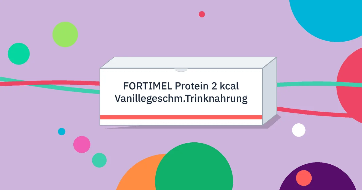 Symbolbild: Packung mit der Aufschrift FORTIMEL Protein 2 kcal Vanillegeschm.Trinknahrung (PZN 19460721) – Verfügbarkeit und Bezug in Apotheken in Frankfurt am Main