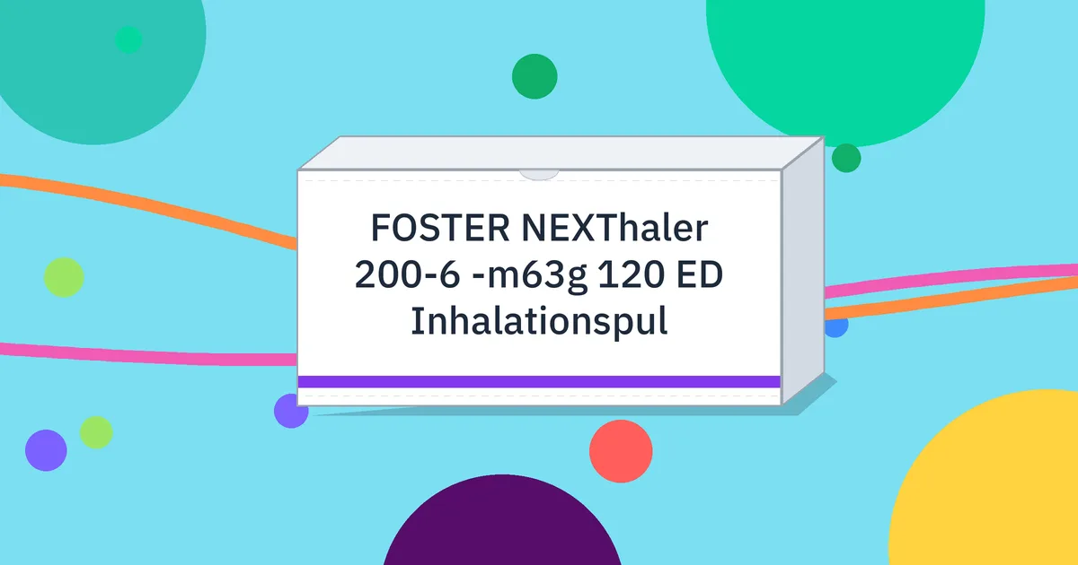 Symbolbild: Packung mit der Aufschrift FOSTER NEXThaler 200-6 -m63g 120 ED Inhalationspul (PZN 19284951) – Verfügbarkeit und Bezug in Apotheken in Frankfurt am Main
