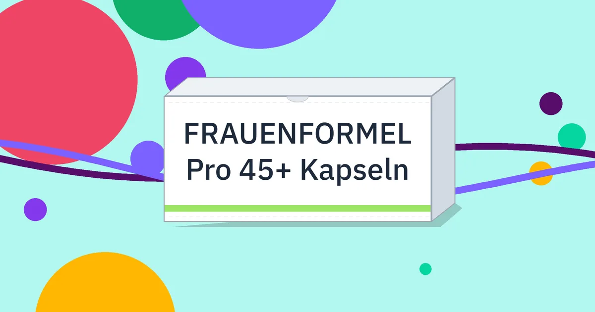 Symbolbild: Packung mit der Aufschrift FRAUENFORMEL Pro 45+ Kapseln (PZN 17966178) – Verfügbarkeit und Bezug in Apotheken in Frankfurt am Main