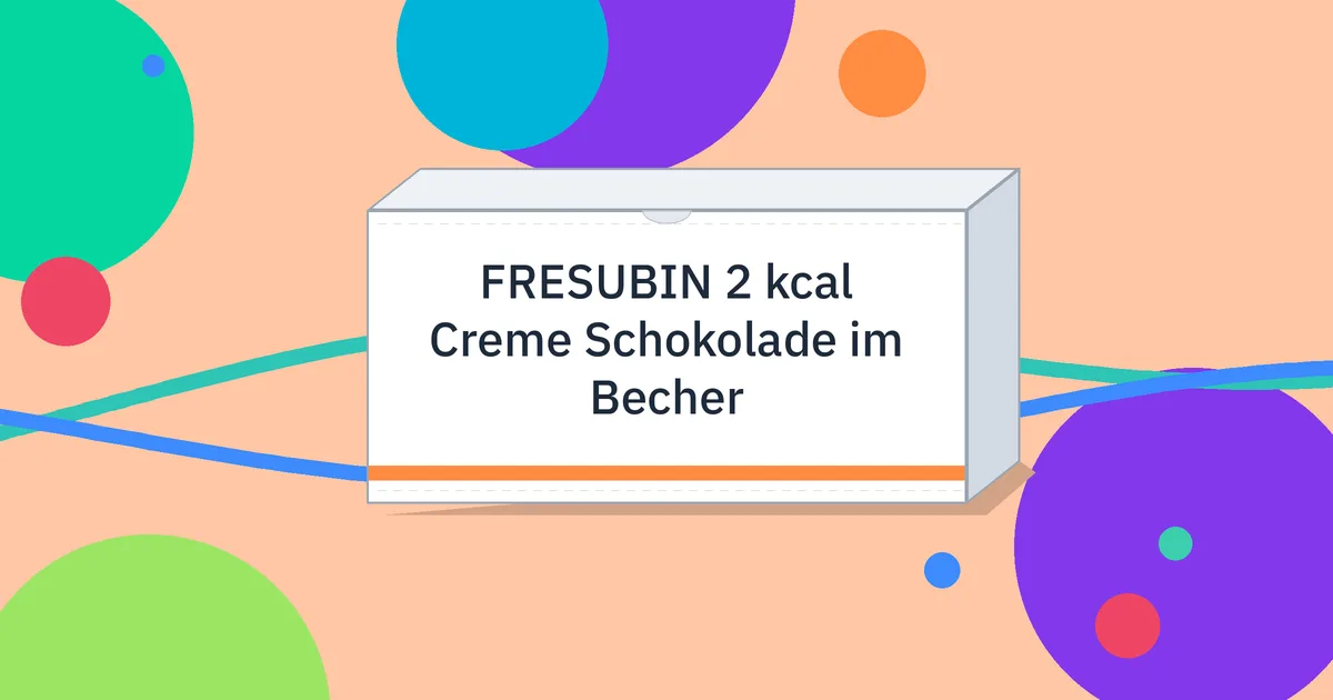 Symbolbild: Packung mit der Aufschrift FRESUBIN 2 kcal Creme Schokolade im Becher (PZN 19750778) – Verfügbarkeit und Bezug in Apotheken in Frankfurt am Main