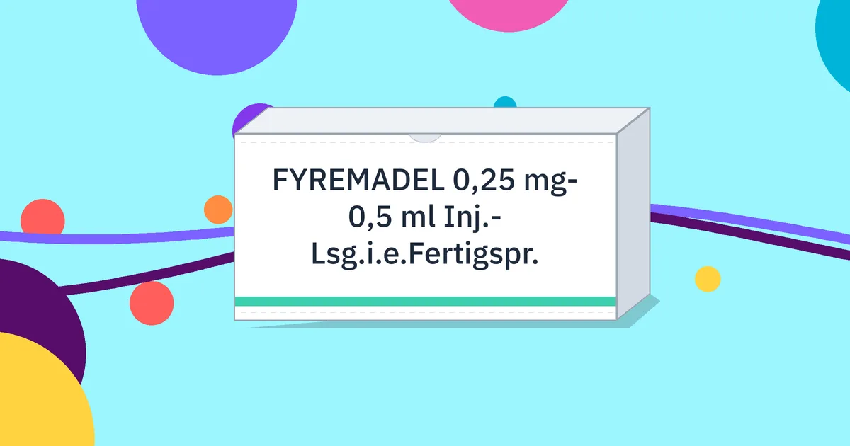 Symbolbild: Packung mit der Aufschrift FYREMADEL 0,25 mg-0,5 ml Inj.-Lsg.i.e.Fertigspr. (PZN 17816935) – Verfügbarkeit und Bezug in Apotheken in Frankfurt am Main